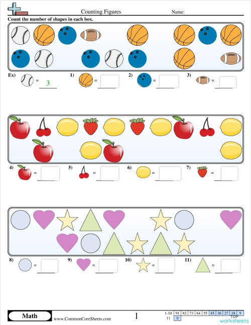 Counting Figures Worksheet 1. Interactive worksheet | TopWorksheets