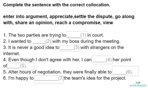 Agree /disagree collocations. Interactive worksheet | TopWorksheets