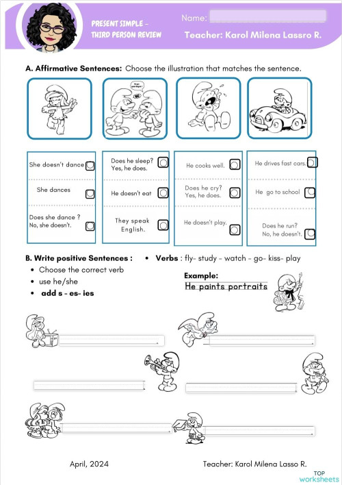 Present simple A1 practice. Interactive worksheet | TopWorksheets