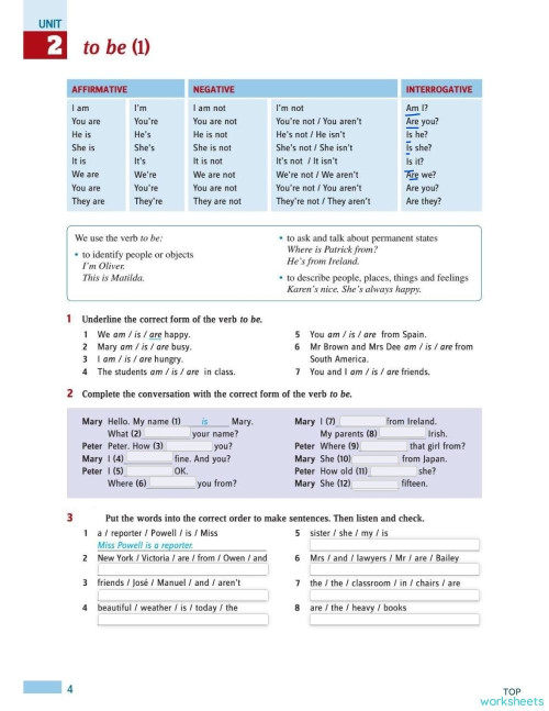 Grammar_A1_BE. Interactive worksheet | TopWorksheets