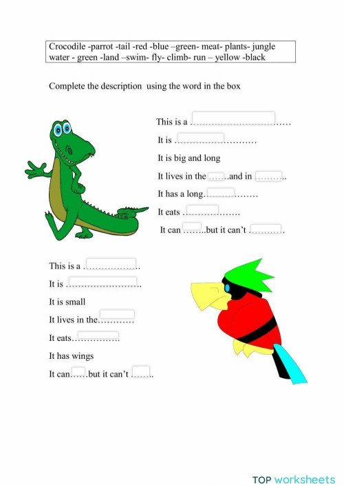 Animal description. Interactive worksheet | TopWorksheets