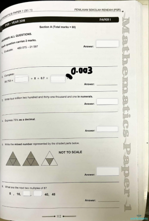 PSR PRACTISE / MATHS 1 / 2018. Interactive worksheet | TopWorksheets