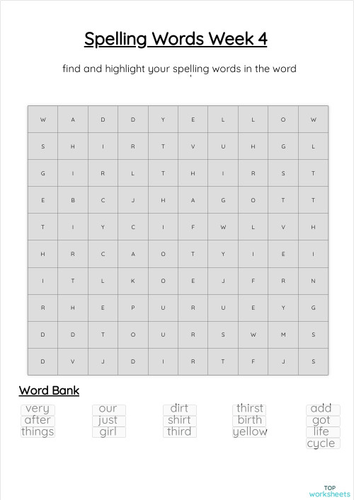 Spelling Words 4.1. Interactive worksheet | TopWorksheets