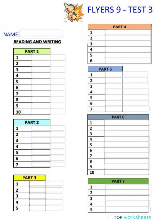 Flyers 9- test 3. Interactive worksheet | TopWorksheets