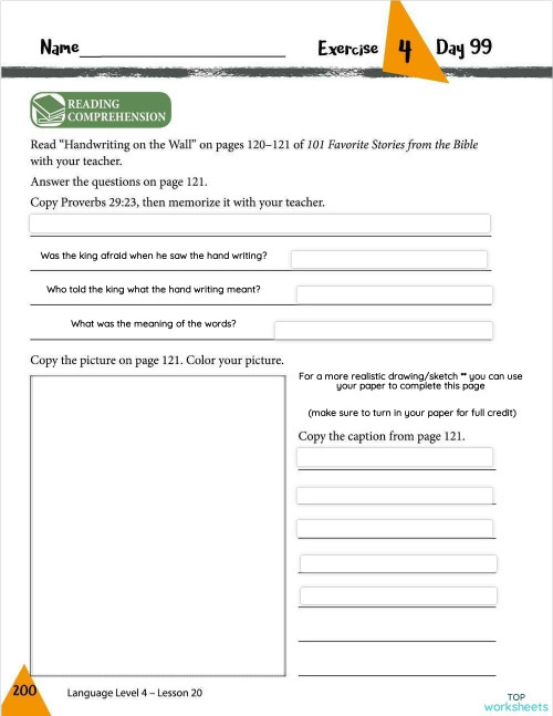 Lesson 20: Reading Comprehension Pg 200 Ex 4. Interactive worksheet ...