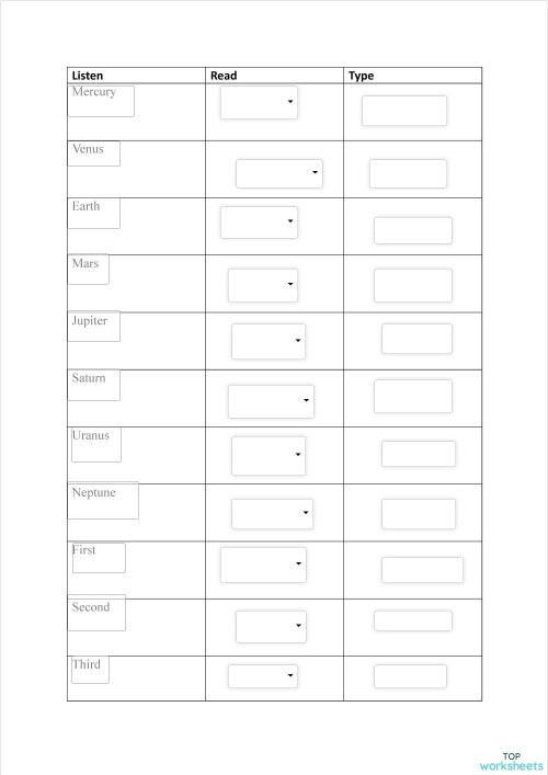 Earth and Space: interactive worksheets and online exercises | TopWorksheets