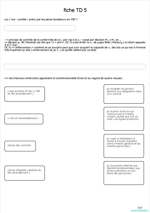 fiche TD 5. Fiche interactive | TopWorksheets
