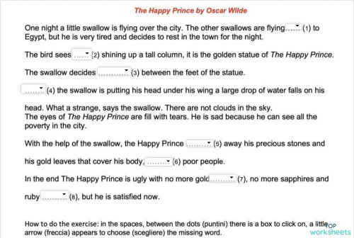 The Happy Prince. Interactive worksheet | TopWorksheets