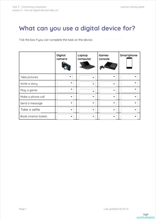 What can you use a digital device for?. Interactive worksheet ...