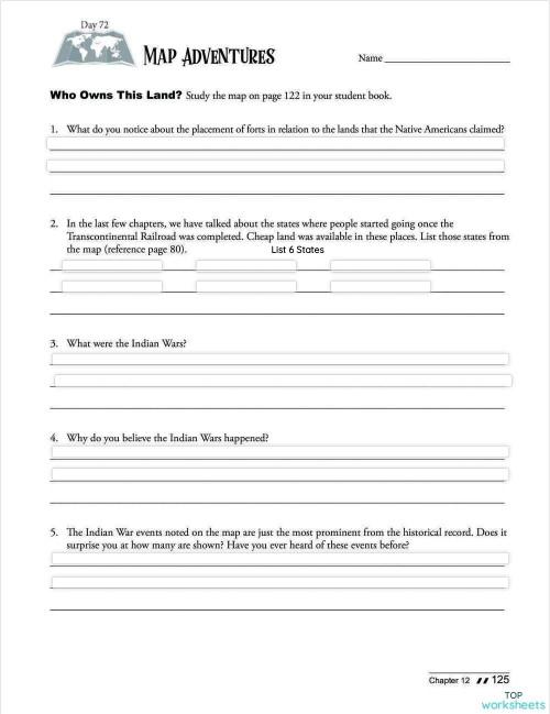 Chapter 12: Map Adventures Pg 125. Interactive worksheet | TopWorksheets