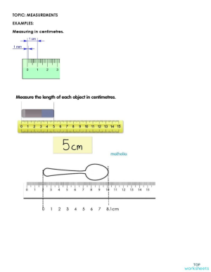 Measuring in centimeters. Interactive worksheet | TopWorksheets