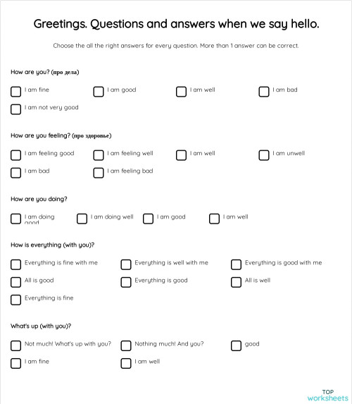 Greetings. Questions and answers when we say hello.. Interactive ...