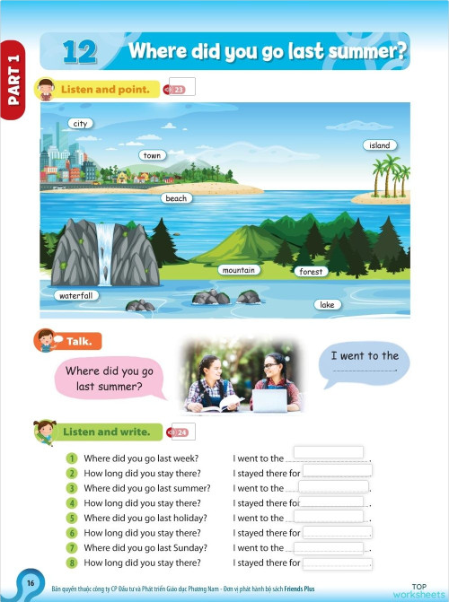 Unit 11 where did you go last summer. Interactive worksheet | TopWorksheets