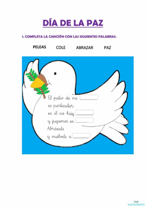 Día de la paz . Ficha interactiva | TopWorksheets