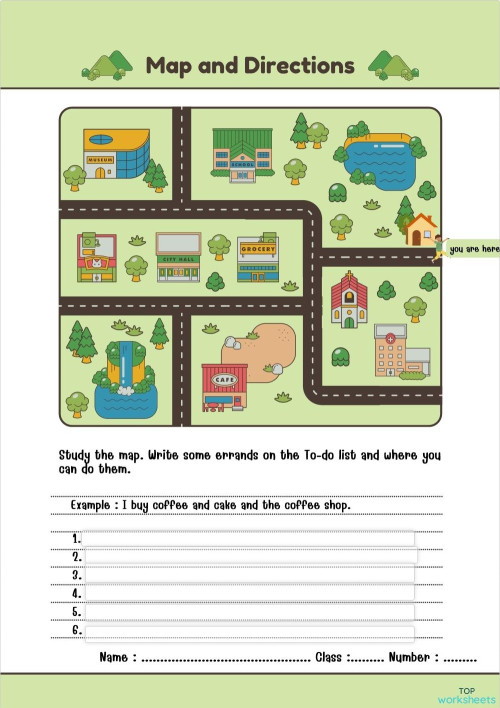 Map and Direction. Interactive worksheet | TopWorksheets
