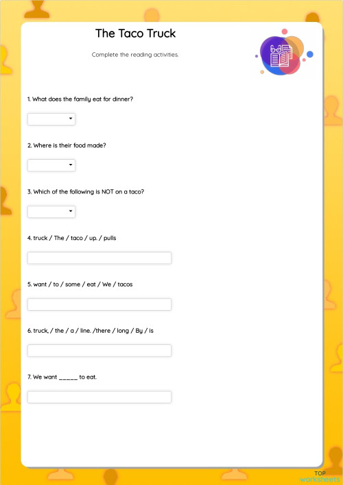 The Taco Truck. Interactive worksheet | TopWorksheets