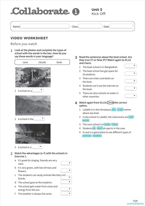 Collaborate 1 - Kick-Off 3. Interactive worksheet | TopWorksheets