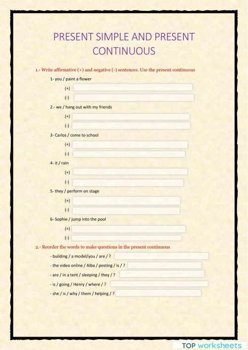 Present simple & continuous. Interactive worksheet | TopWorksheets