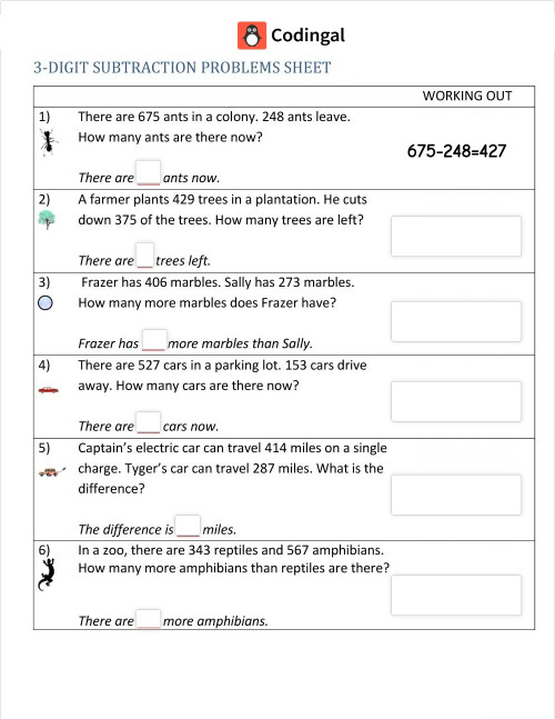 M_G02M06L31_WA02_Subtration using regrouping. Interactive worksheet | TopWorksheets