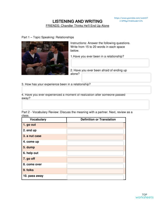 Listening and writing-phrasal verbs. Interactive worksheet | TopWorksheets