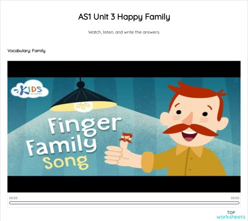 AS1 Unit 3 Happy Family. Interactive worksheet | TopWorksheets