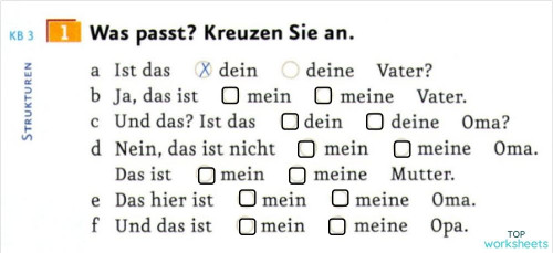 A1.1 - L3 Mein und Dein. Interaktives Arbeitsblatt | TopWorksheets