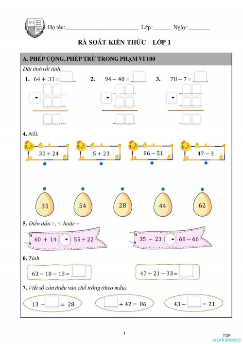 Interactive worksheets and online exercises in vietnamese | TopWorksheets