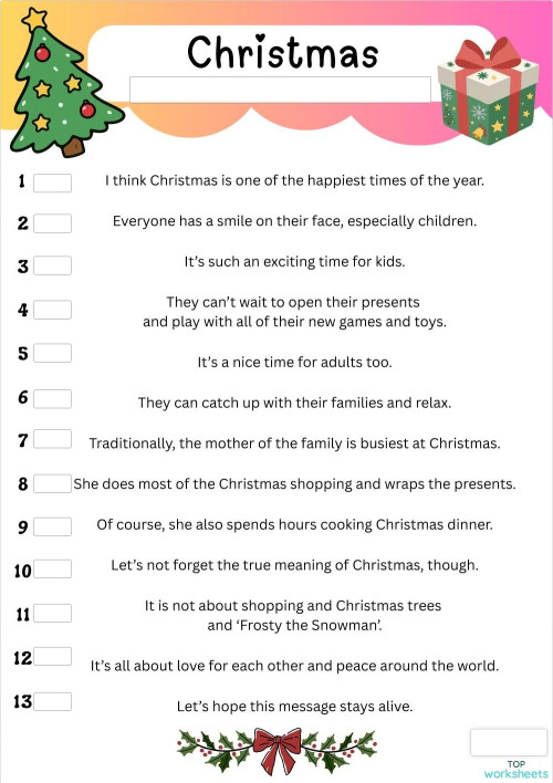 1 minute English - Christmas. Interactive worksheet | TopWorksheets