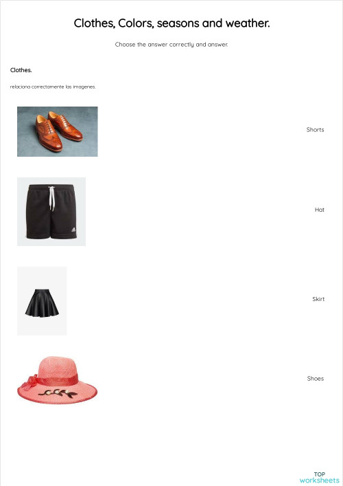 Clothes, Colors, seasons and weather.. Ficha interactiva | TopWorksheets