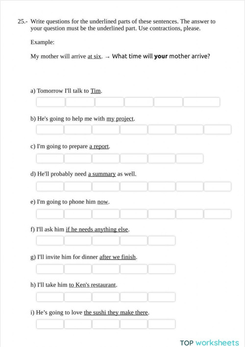 Wh-questions - part 1. Interactive worksheet | TopWorksheets
