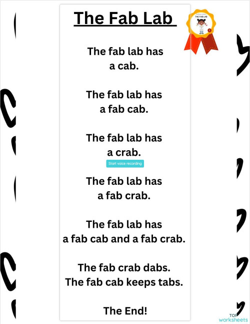 The Fab Lab Reading. Interactive worksheet | TopWorksheets