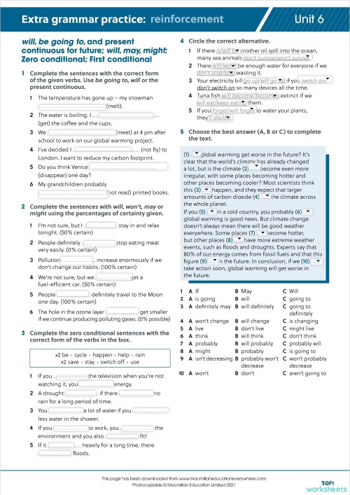 Unit 6 Grammar. Interactive worksheet | TopWorksheets