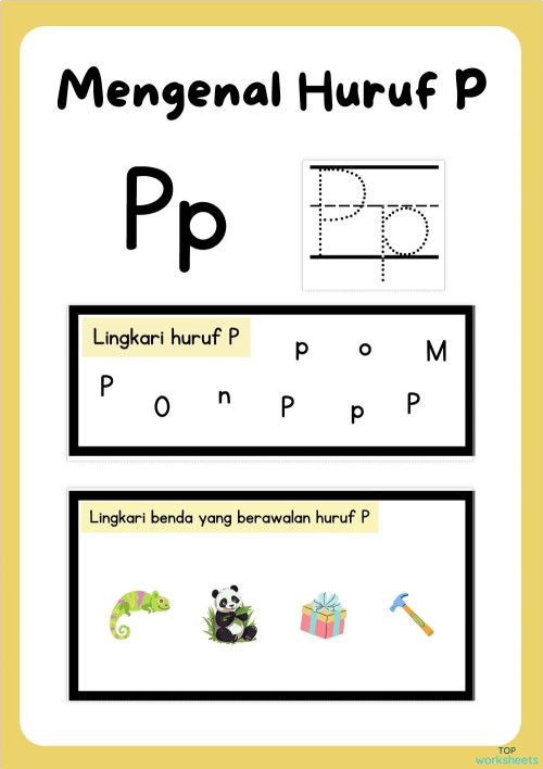 MENULIS HURUF P. Interactive worksheet | TopWorksheets