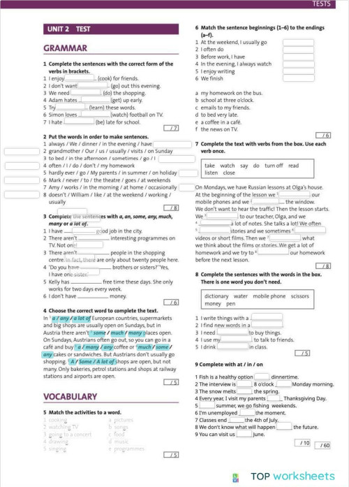 Interactive worksheets and online exercises in russian | TopWorksheets