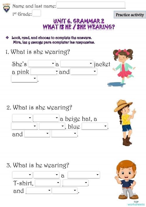 1st G. Unit 6. Grammar 2. Practice activity. Interactive worksheet ...