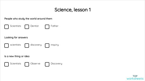 Science, lesson 1. Interactive worksheet | TopWorksheets