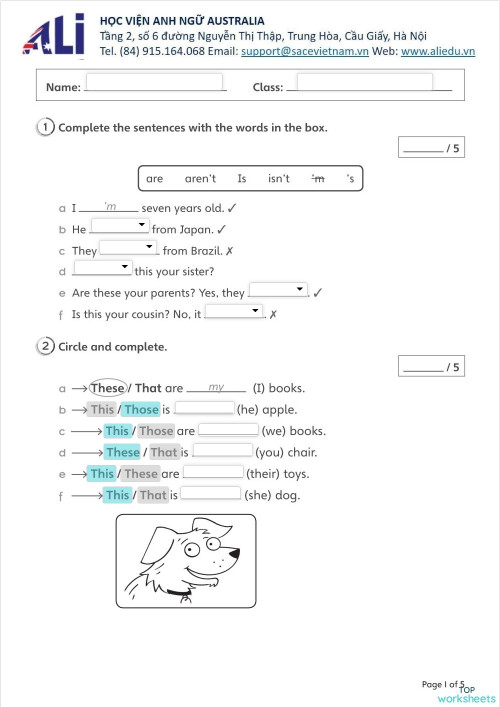 Demonstrative adjectives writing activity. Interactive worksheet ...