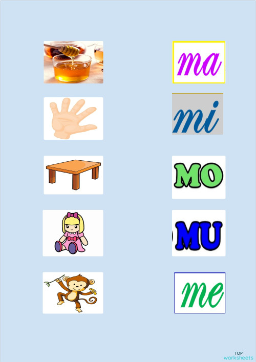 Fonema M: fichas interactivas y ejercicios online | TopWorksheets