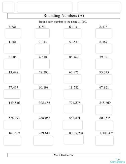 ROUNDING OFF NUMBERS. Interactive worksheet | TopWorksheets