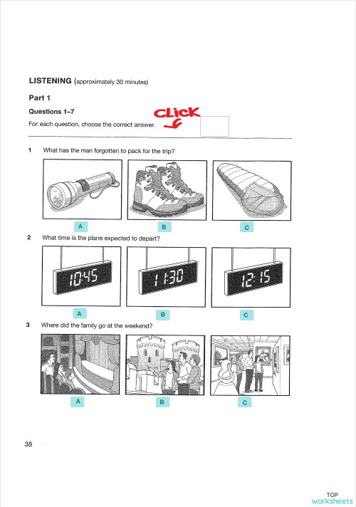 PET listening: interactive worksheets and online exercises | TopWorksheets