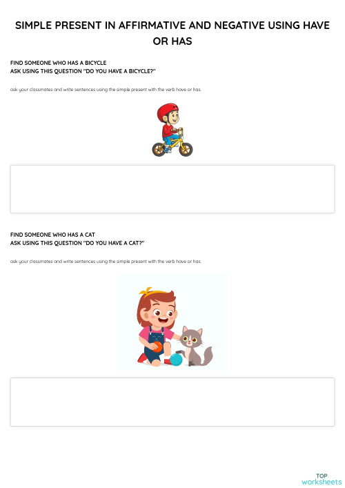 SIMPLE PRESENT IN AFFIRMATIVE AND NEGATIVE USING HAVE OR HAS ...