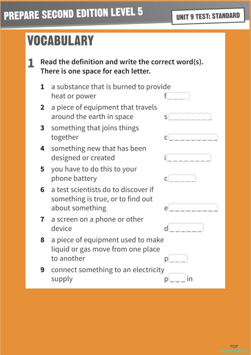 UNIT 9 TEST STANDARD. Interactive worksheet | TopWorksheets
