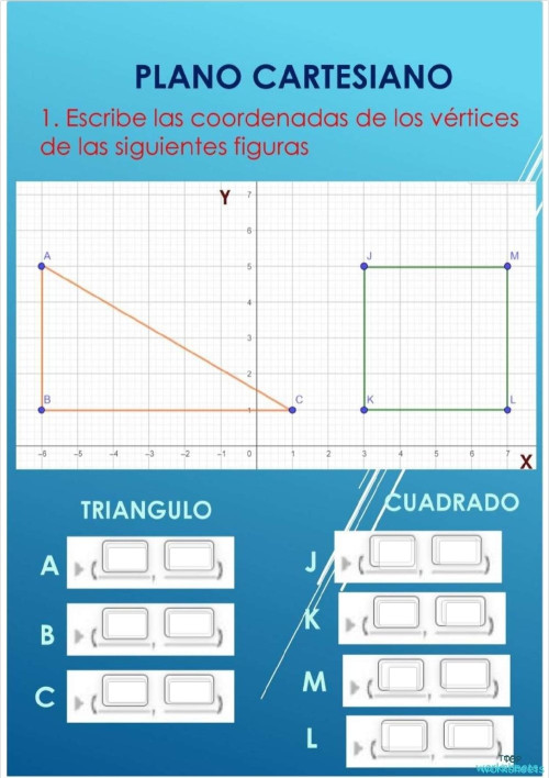 Coordenadas: fichas interactivas y ejercicios online | TopWorksheets