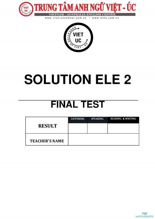 FINAL TEST-ELE 2. Interactive worksheet | TopWorksheets