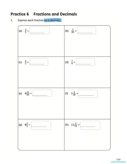 Year 4 Dividing Decimals (I). Interactive worksheet | TopWorksheets