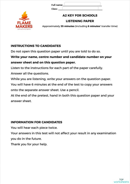 Listening 5 Interactive Worksheet Topworksheets