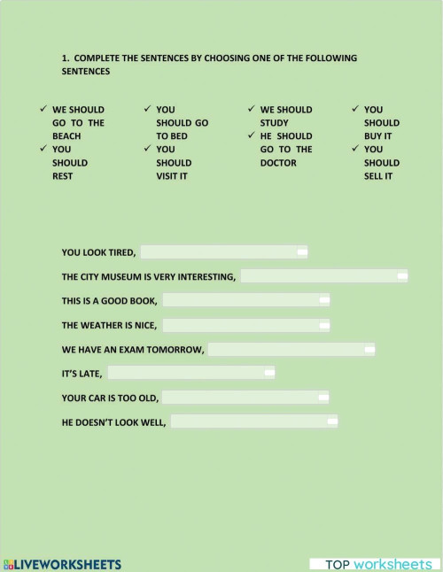 Should. Interactive worksheet | TopWorksheets