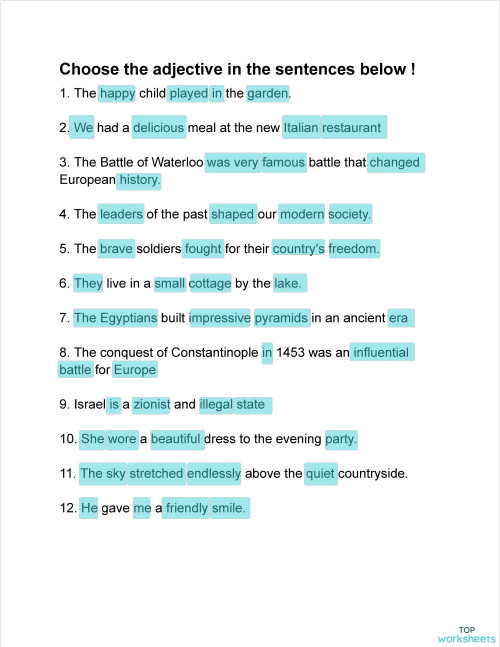 EC ADJ EX 2. Interactive worksheet | TopWorksheets