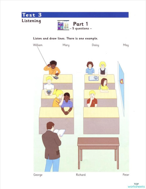 Flyers 1. Test 3. Listening. Interactive worksheet | TopWorksheets