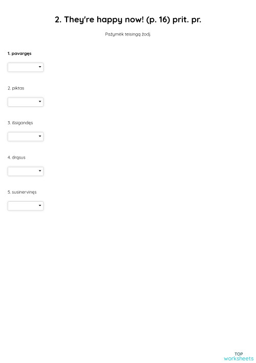 2. They're happy now! (p. 16) prit. pr.. Interactive worksheet ...